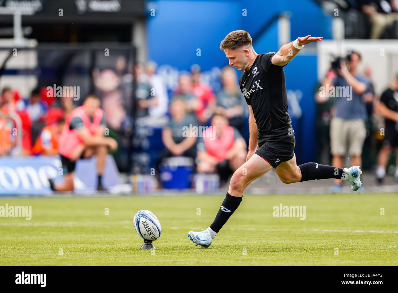 LONDON, UNITED KINGDOM - May 31: Fergus Burke of Saracens takes a ...