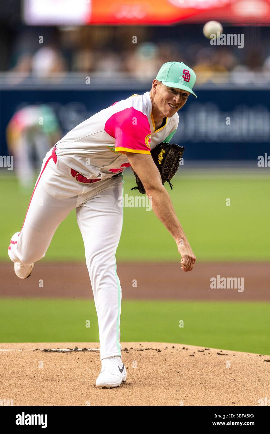 San Diego Padres starting pitcher Nick Pivetta (27) warms up on the ...