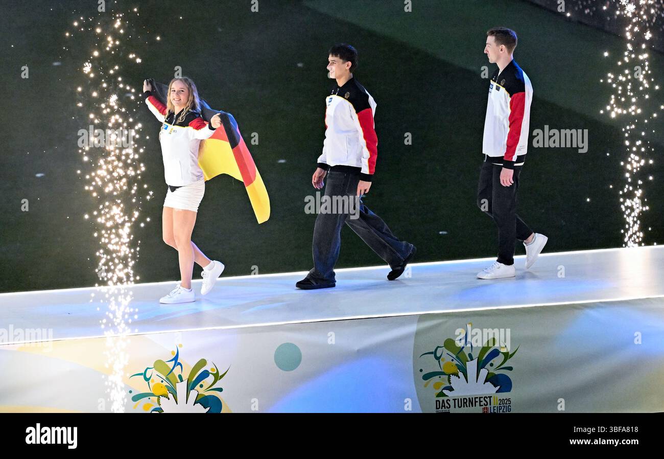 Leipzig, Germany. 31st May, 2025. The German gold medal winners of the ...