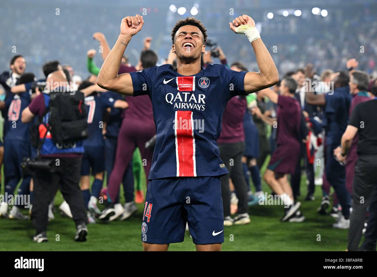 Munich, Germany. 31st May, 2025. Soccer: Champions League, Paris Saint-Germain - Inter Milan ...