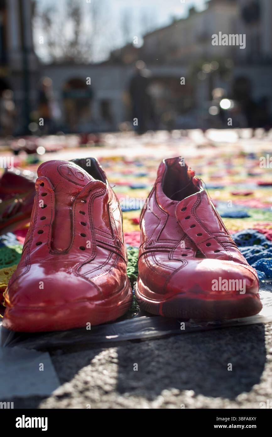 Red Shoes are the symbol against violence against women Stock Photo - Alamy