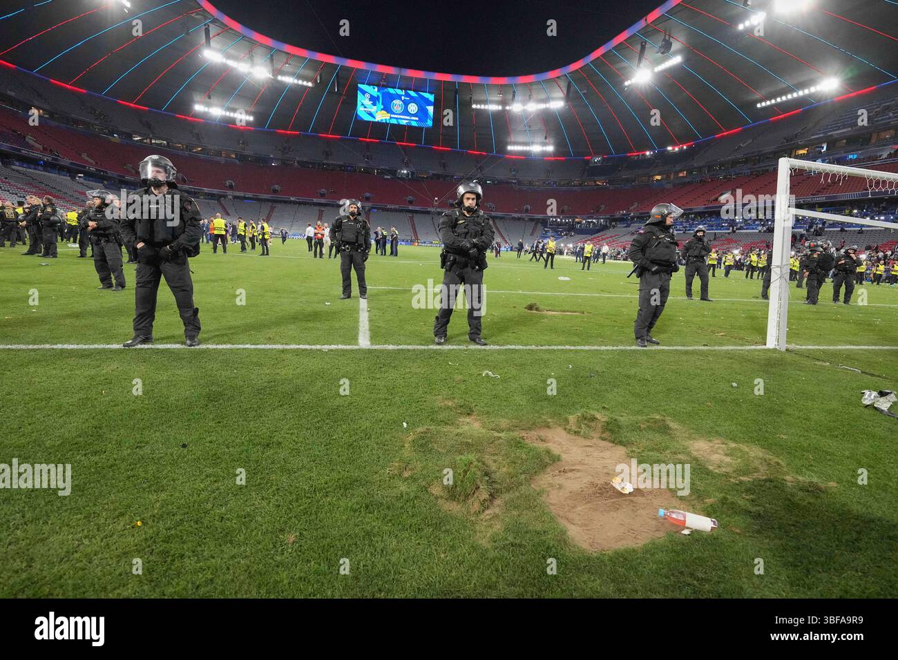 A police officer stands guard following the Champions League final ...