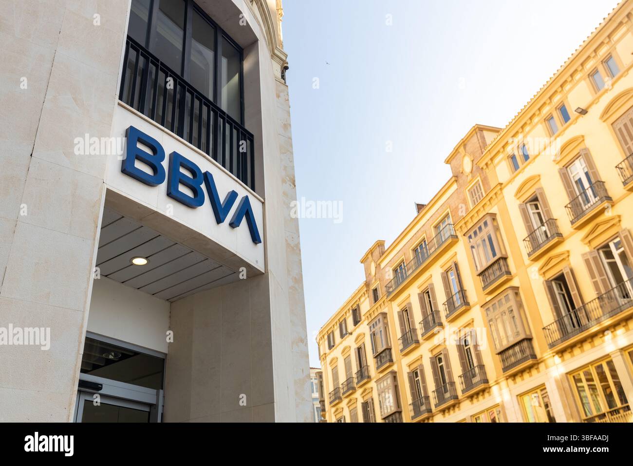 BBVA logo of the Spanish bank. Malaga. 29.05.2025 Spain Stock Photo - Alamy