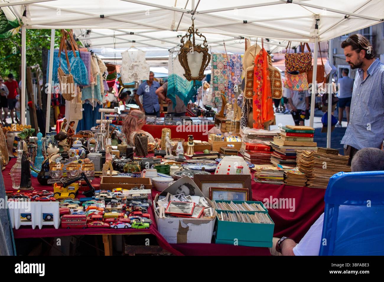 Flea Market with Various Vintage Items on Display Stock Photo - Alamy