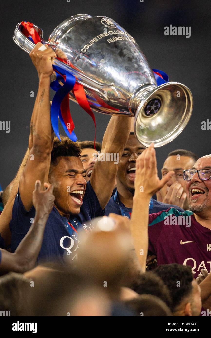 Munich, Germany. 31st May, 2025. Desire Doue of Paris Saint-Germain ...