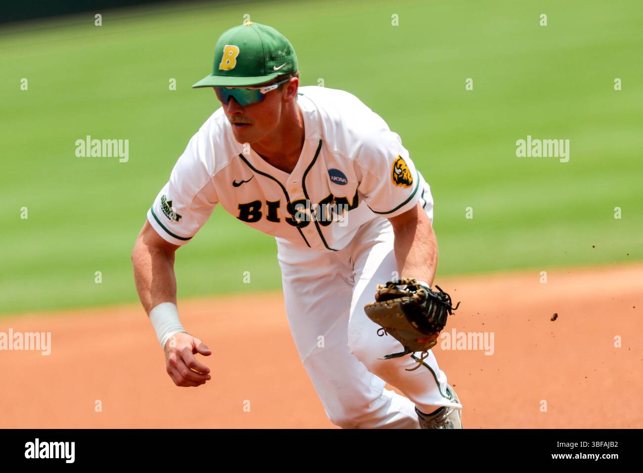 May 31, 2025: Alex Urlaub (6) Bison infielder heads towards first base ...