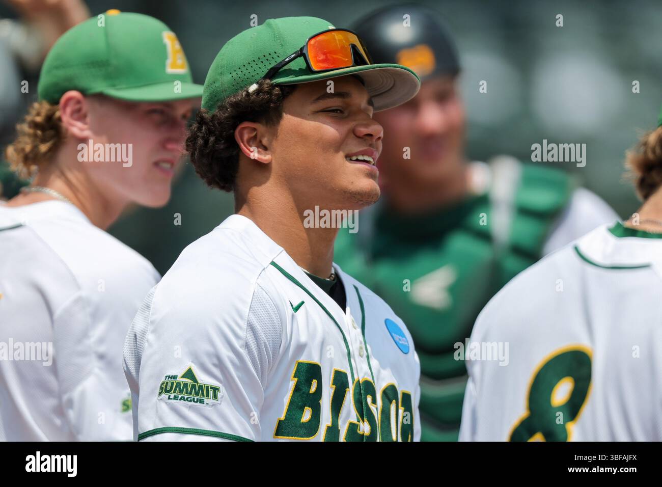 May 31, 2025: Dante Smith (32) of North Dakota State flashes a smile as ...