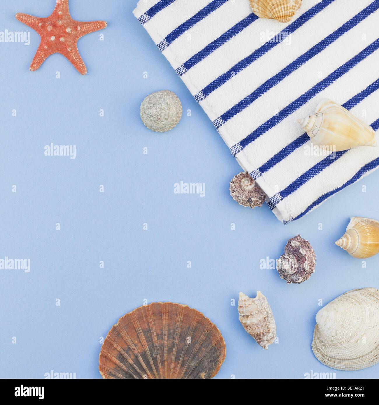 Creative square flat lay concept of summer travel vacations. Top view ...