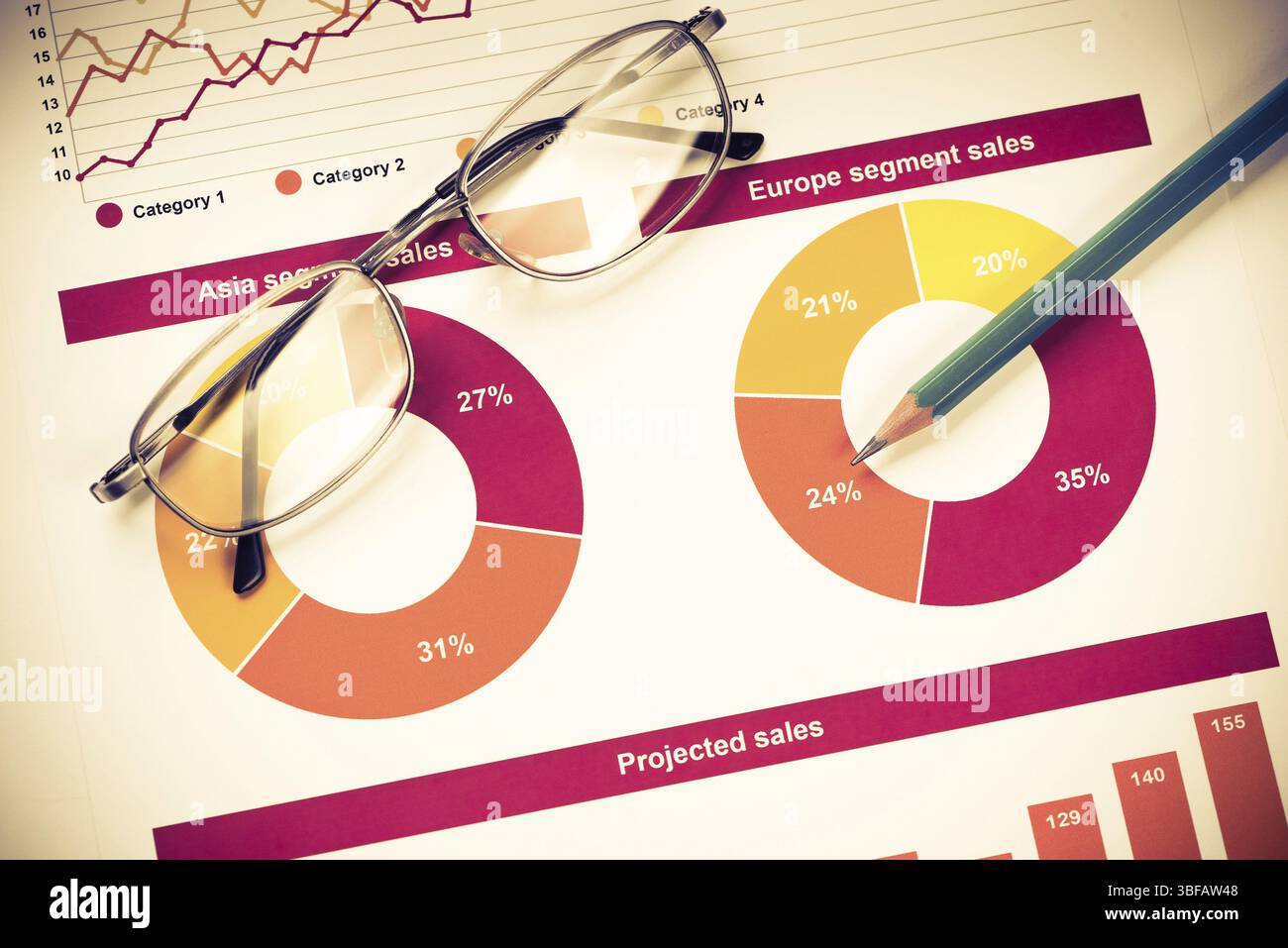 Charts and graphs of sales as symbol of successful corporate business ...