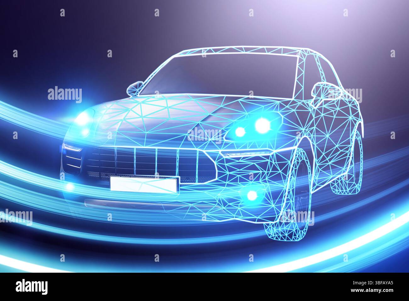 Colorful neon light car outline hi-res stock photography and images - Alamy