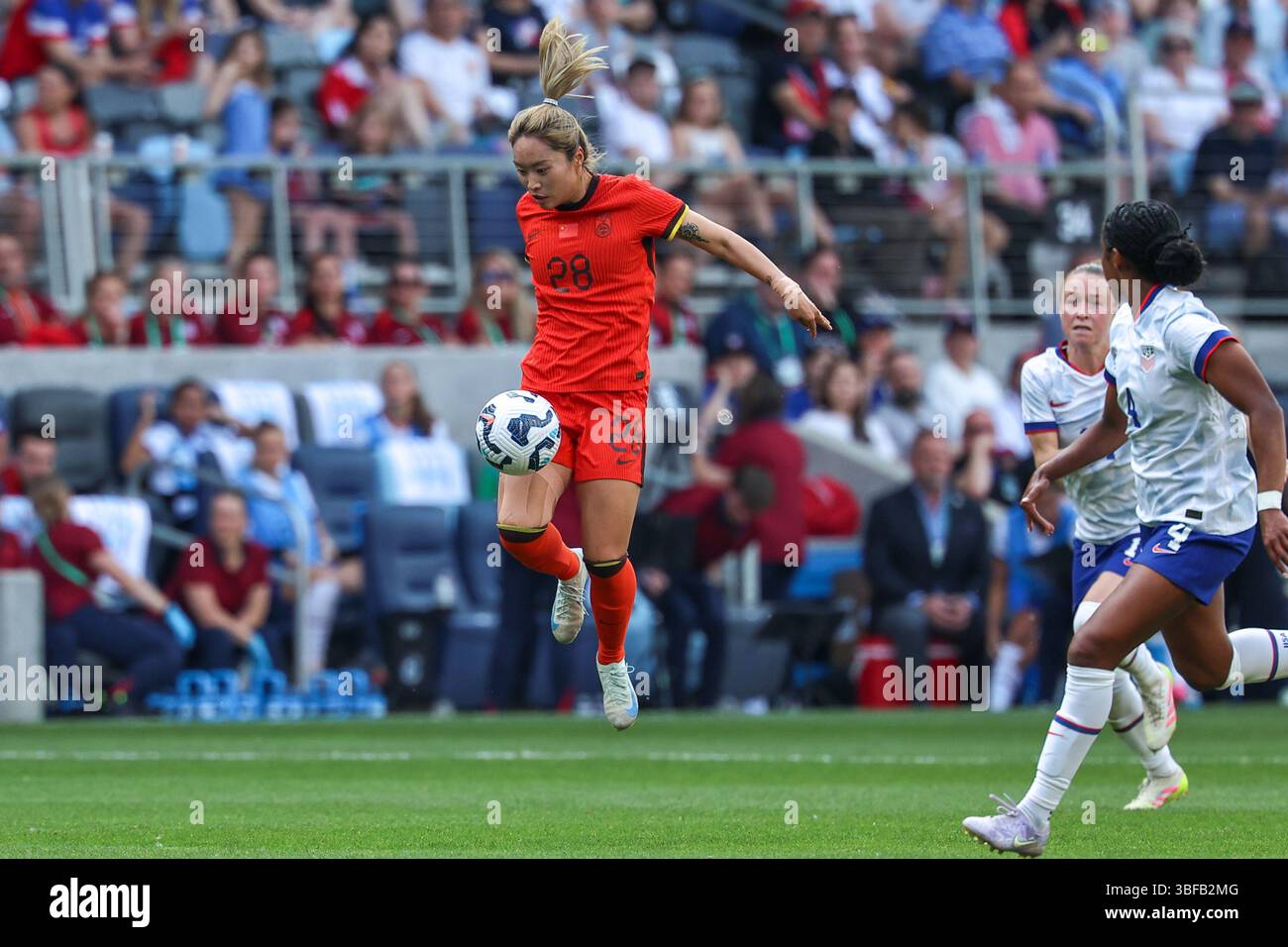 May 31st, 2025: Tang Jiali of China (28) handles the ball during a ...