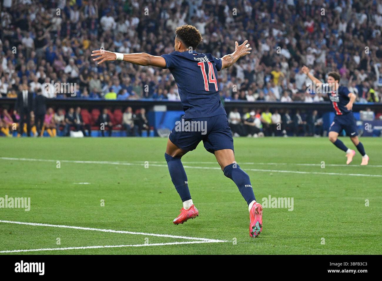 Desire Doue of Paris Football Club celebrates after scoring the goal ...