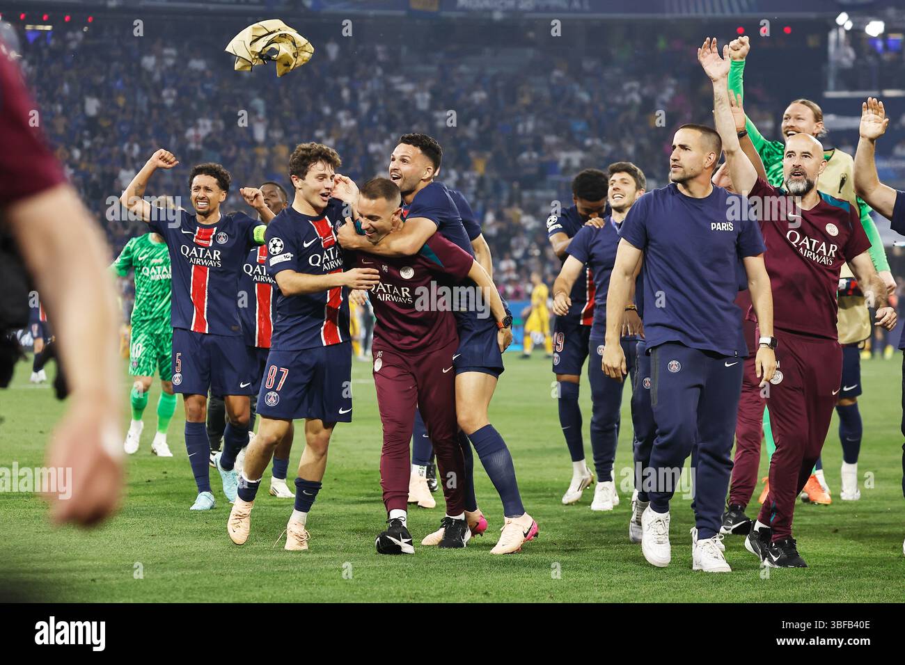 Munich, Germany. 31st May, 2025. Paris Saint-Germain team group (PSG ...