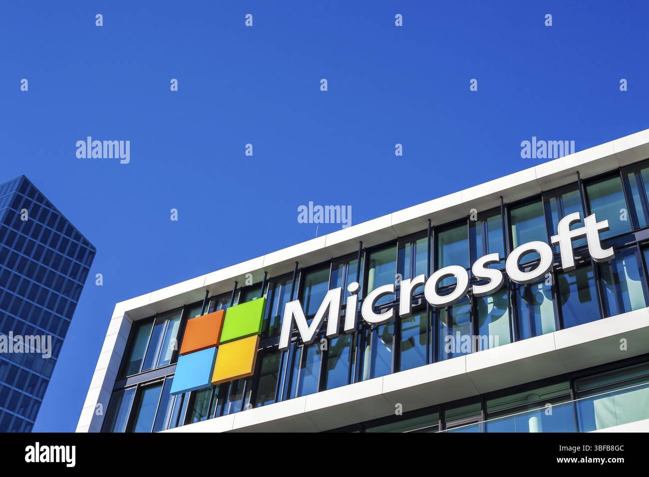 MUNICH, GERMANY - DECEMBER 26, 2018: Microsoft logo at the company ...