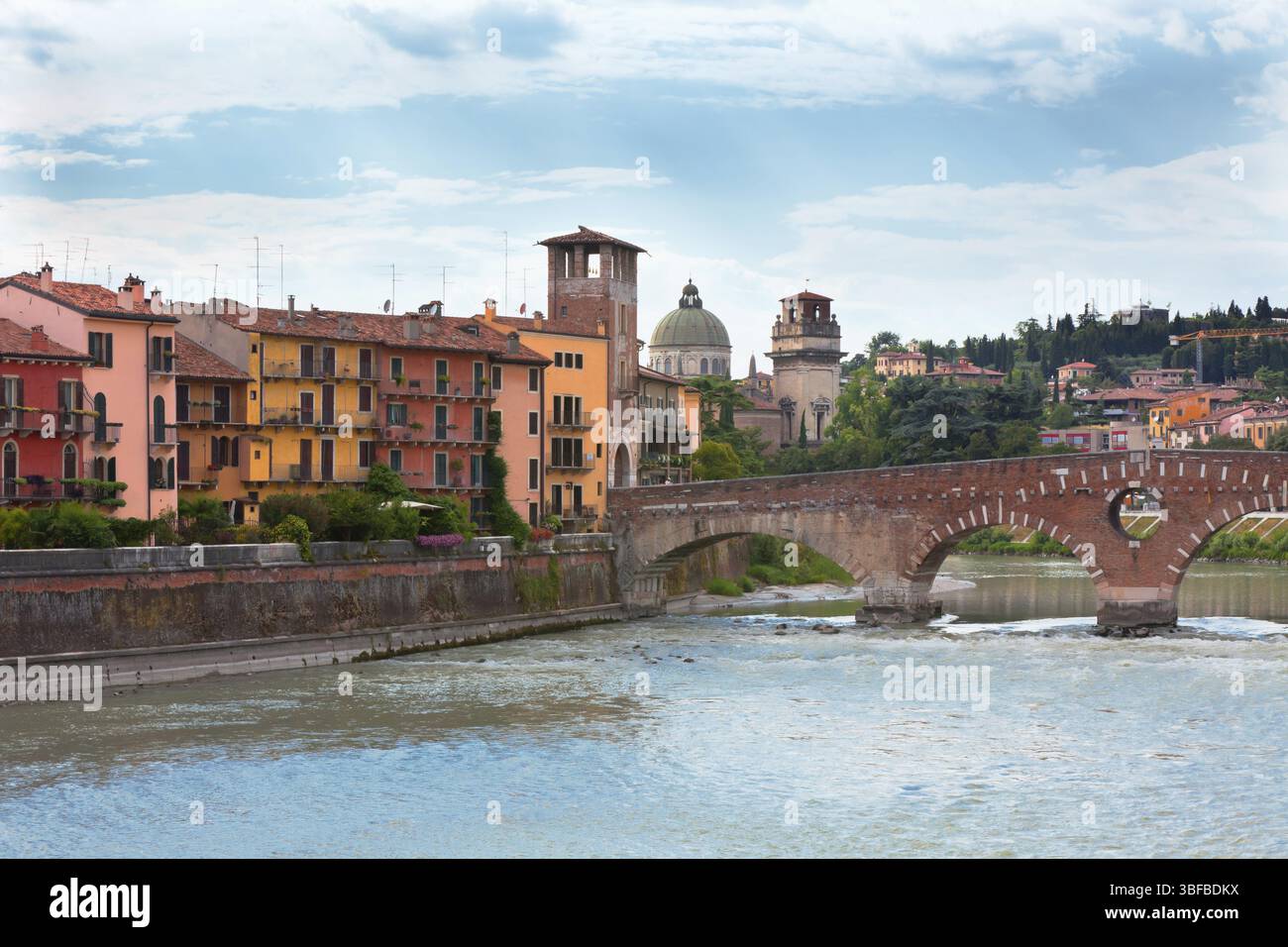 Verona old town view. Horizontal summer shot Stock Photo - Alamy