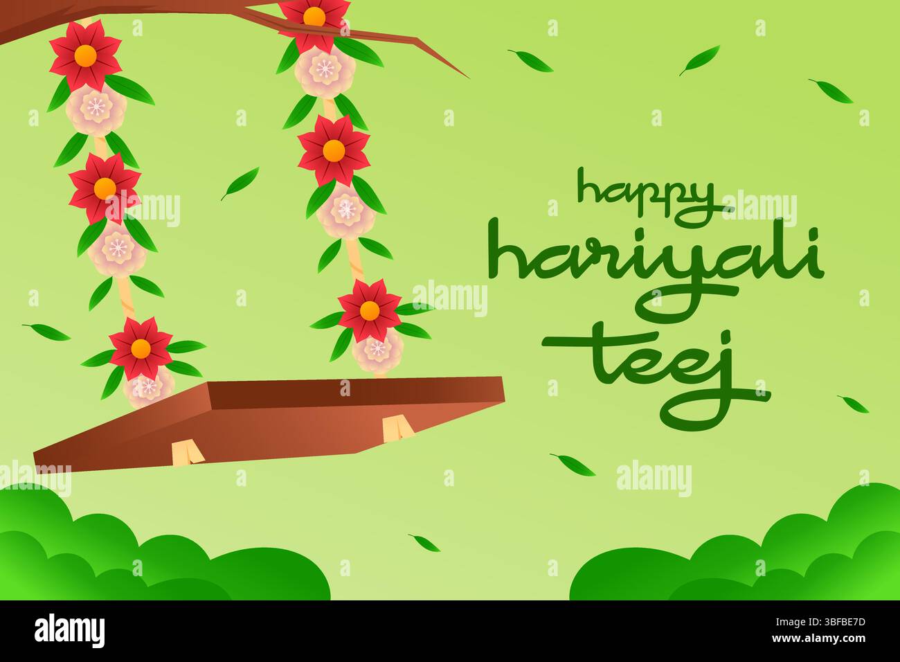 happy Hariyali Teej festival background illustration Stock Vector Image ...