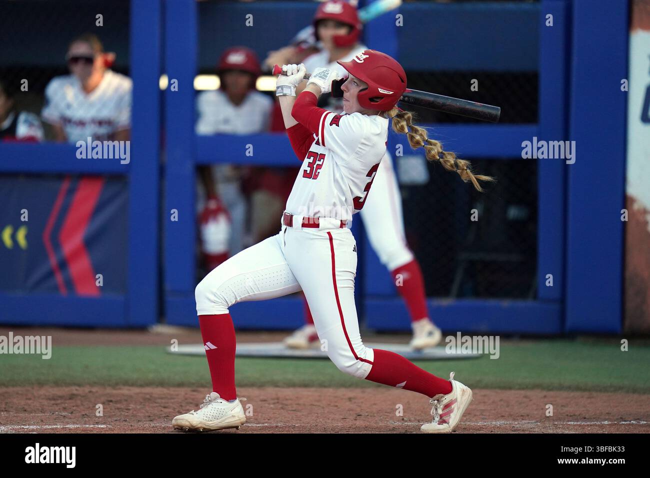 Texas Tech infielder Hailey Toney (32) hits a home run during an NCAA ...