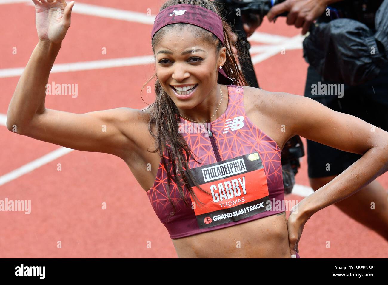Philadelphia, United States. 31st May, 2025. Gabby Thomas greets fans ...