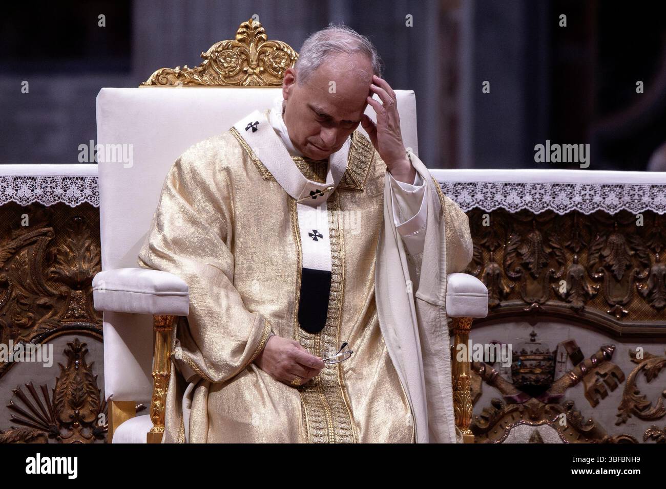 Pope Leo XIV seen during a Holy Mass with the Rite of priestly ...