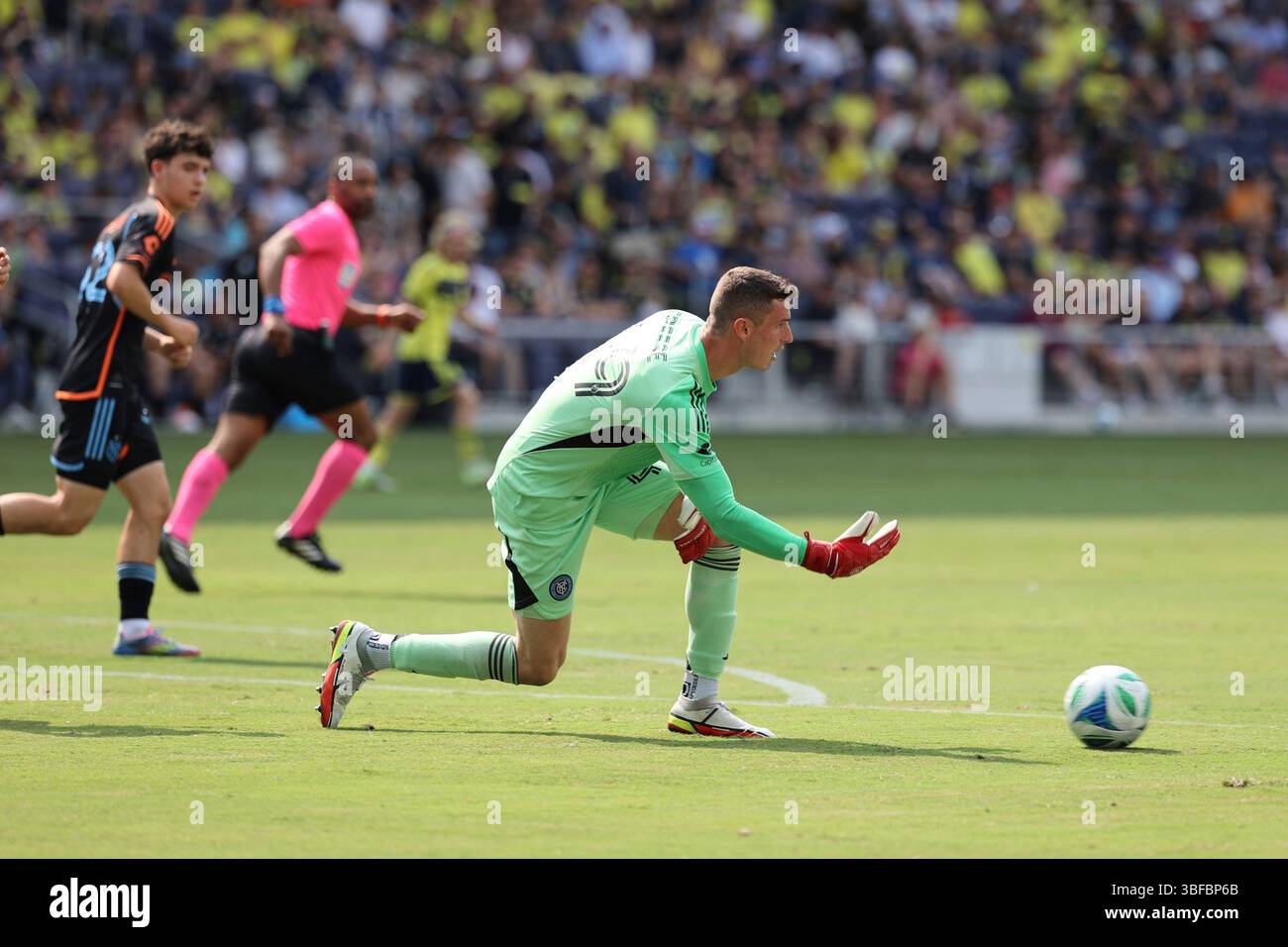 NASHVILLE, TN - MAY 31: Matt Freese #49 of New York City FC directs the ...