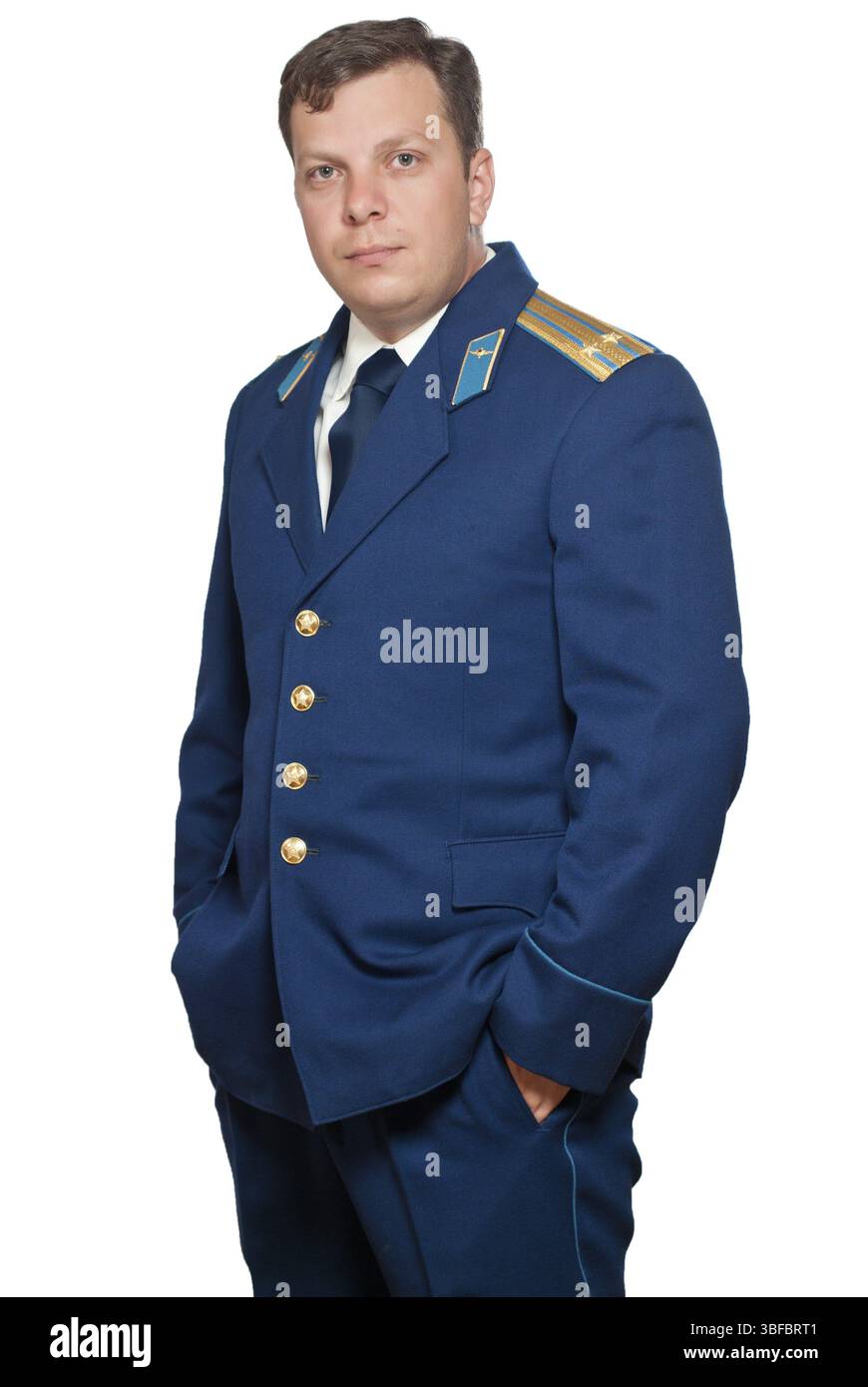 Mann in Parade Uniform der russischen militaerischen Luftstreitkraefte ...