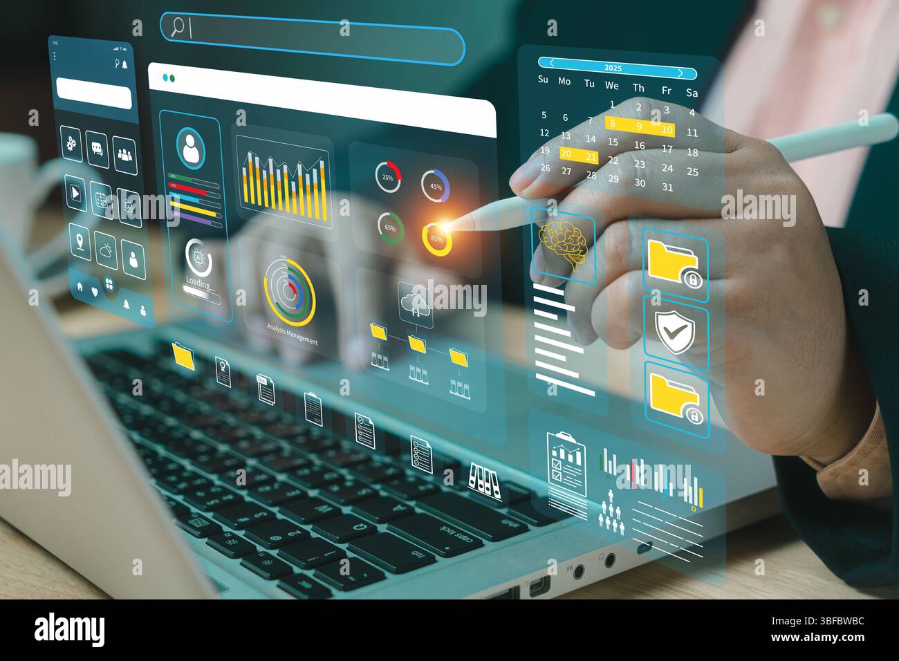 Data science technology and digital marketing. Financial business KPI ...