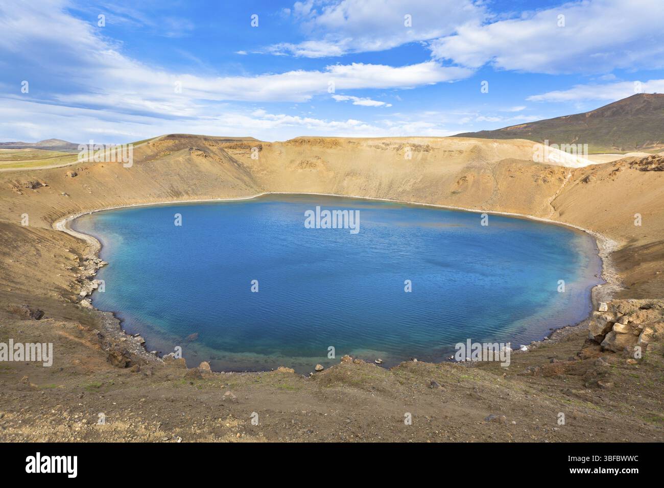 Crater of an extinct volcano Krafla filled with water. Located in ...