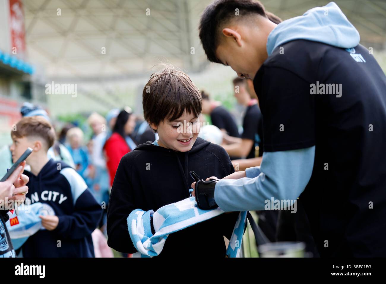 City players interact with fans during the A-League Men grand final fan ...