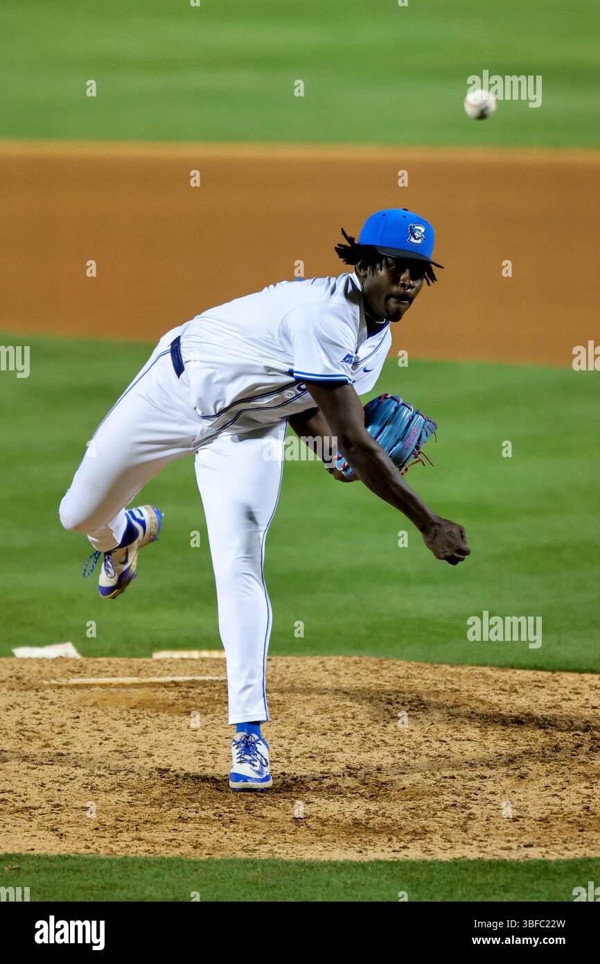 May 31, 2025: Anthony Unga (27) Creighton pitcher releases the ball ...
