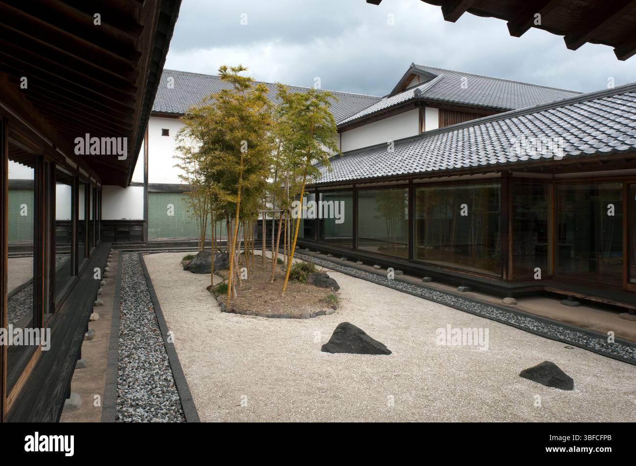 A "karesansui" (dry landscape rock garden) in a courtyard at the Hagi ...