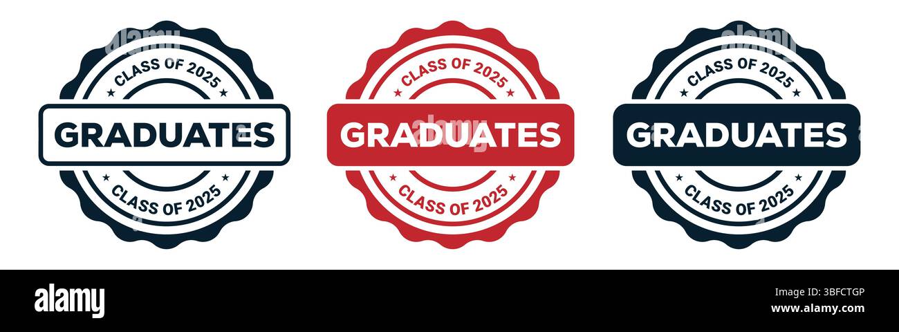 Graduates Class of 2025 Vintage Badge Labels Set Stock Vector Image ...