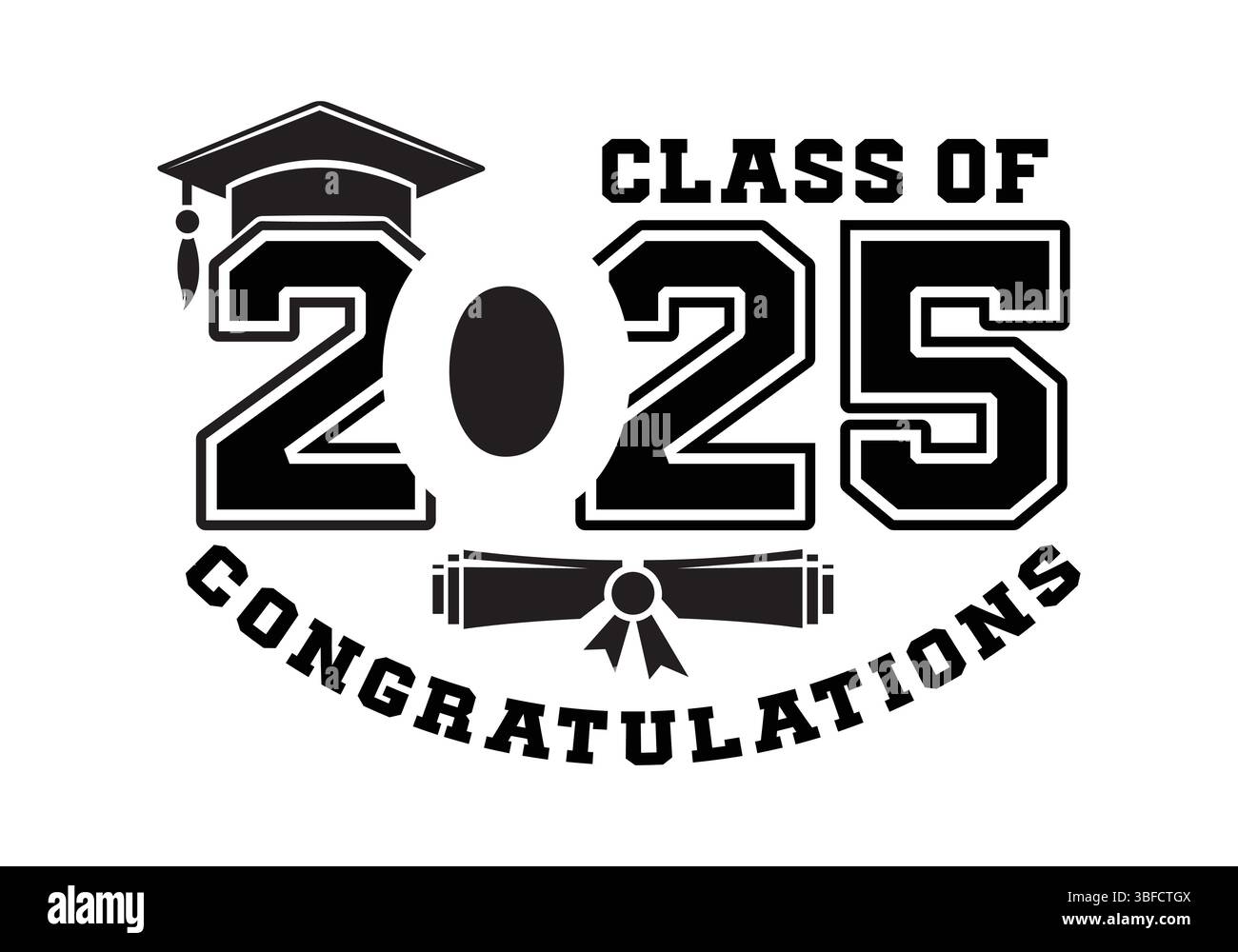 Class of 2025 Graduation Cap Diploma Congratulations Design Stock ...