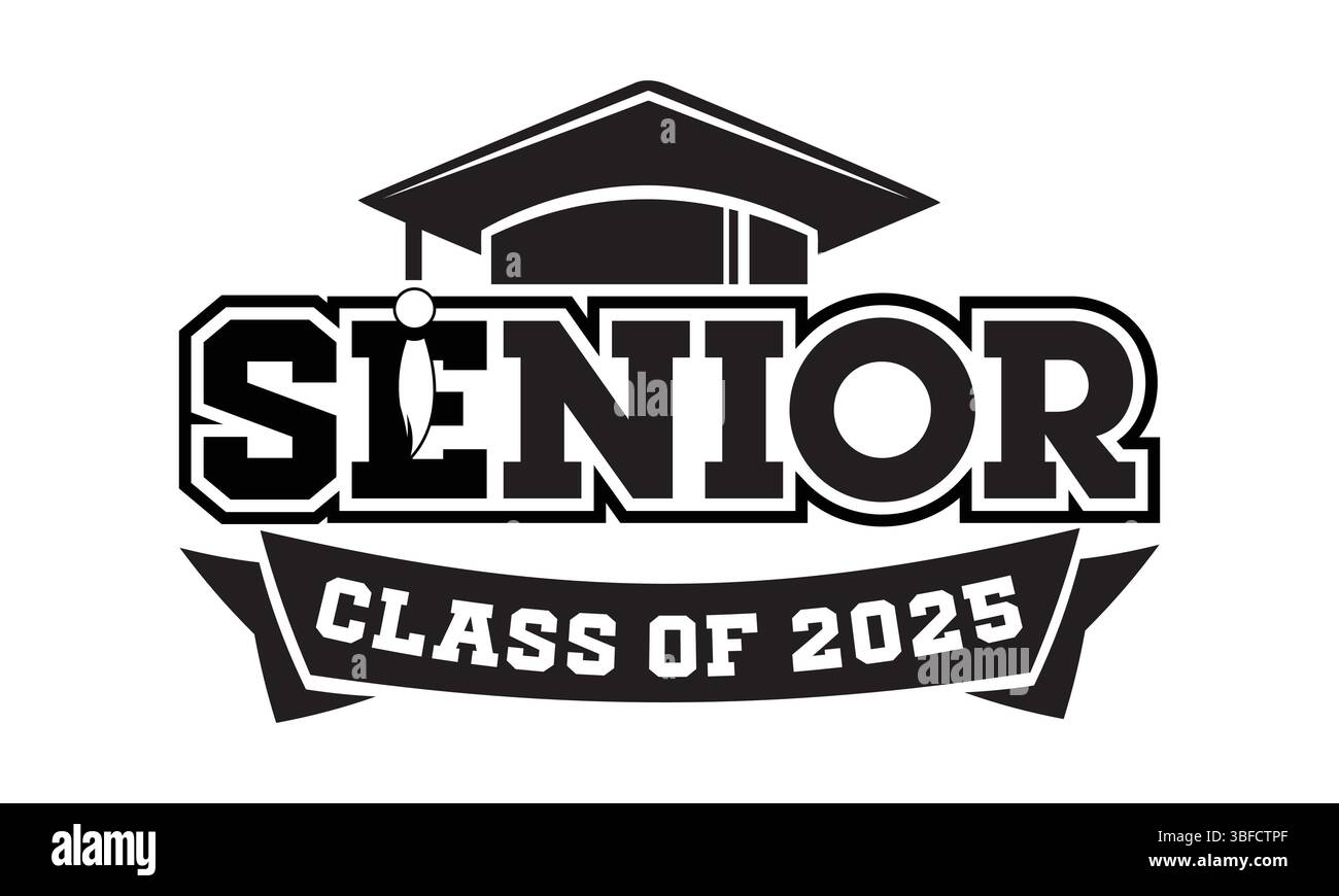 Senior Class of 2025 Graduation Cap Banner Graphic Design Stock Vector ...