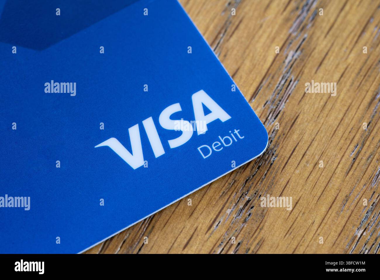 Closeup of a Visa debit card logo on a plastic Halifax bank card, UK ...