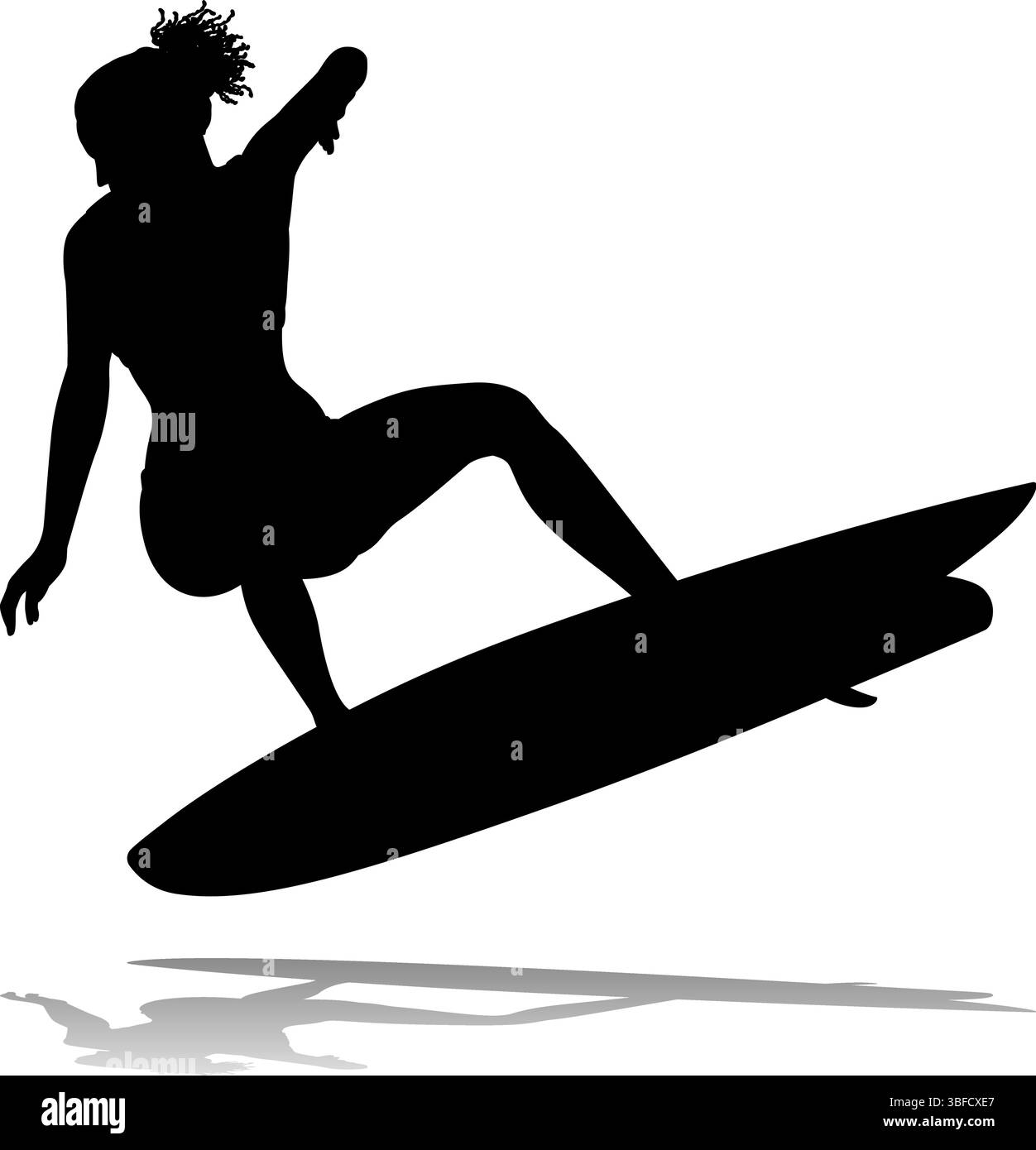 Woman Surfer Surfboard Female Surfer Silhouette Stock Vector Image ...