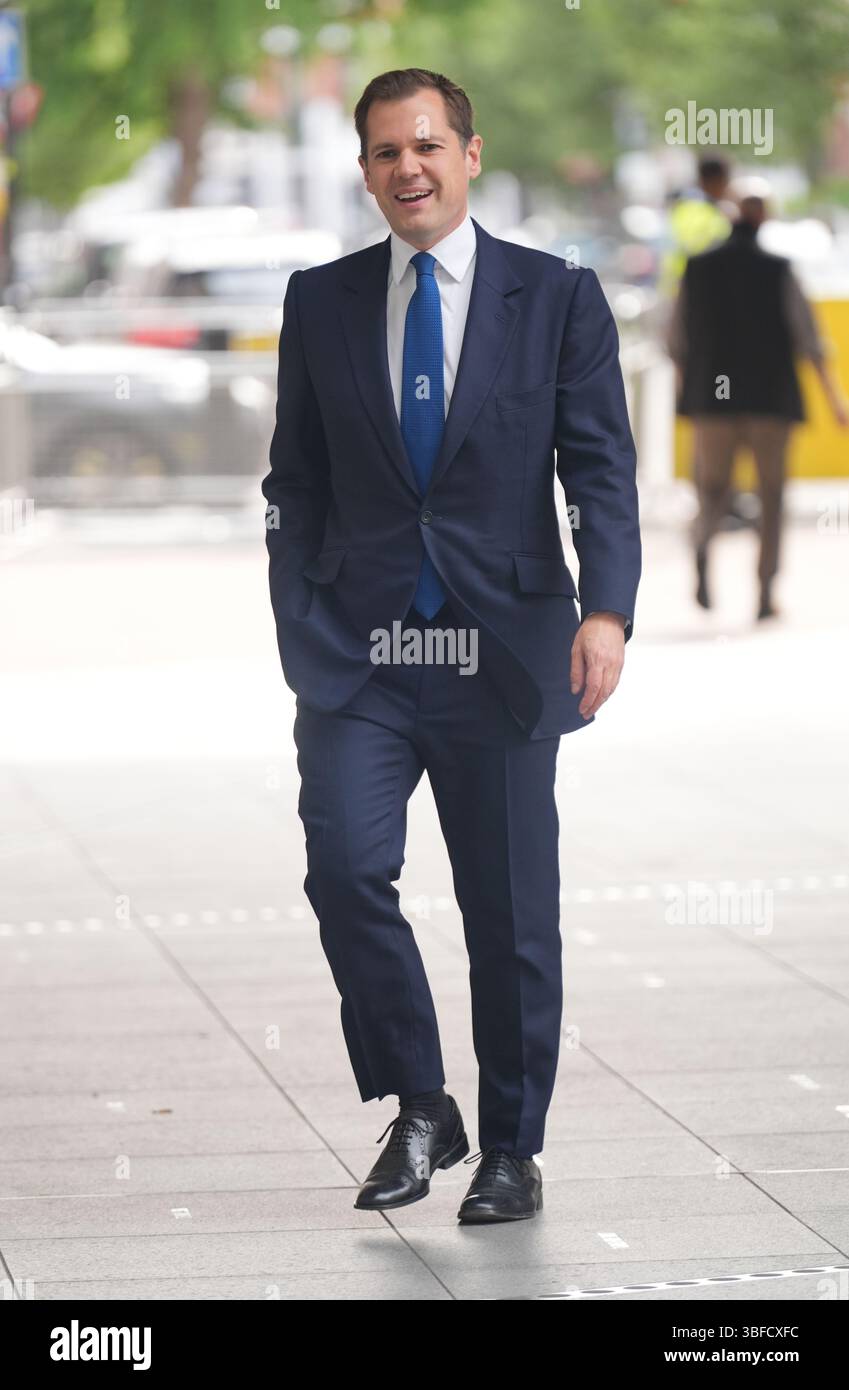 Shadow justice secretary Robert Jenrick arrives at BBC Broadcasting ...