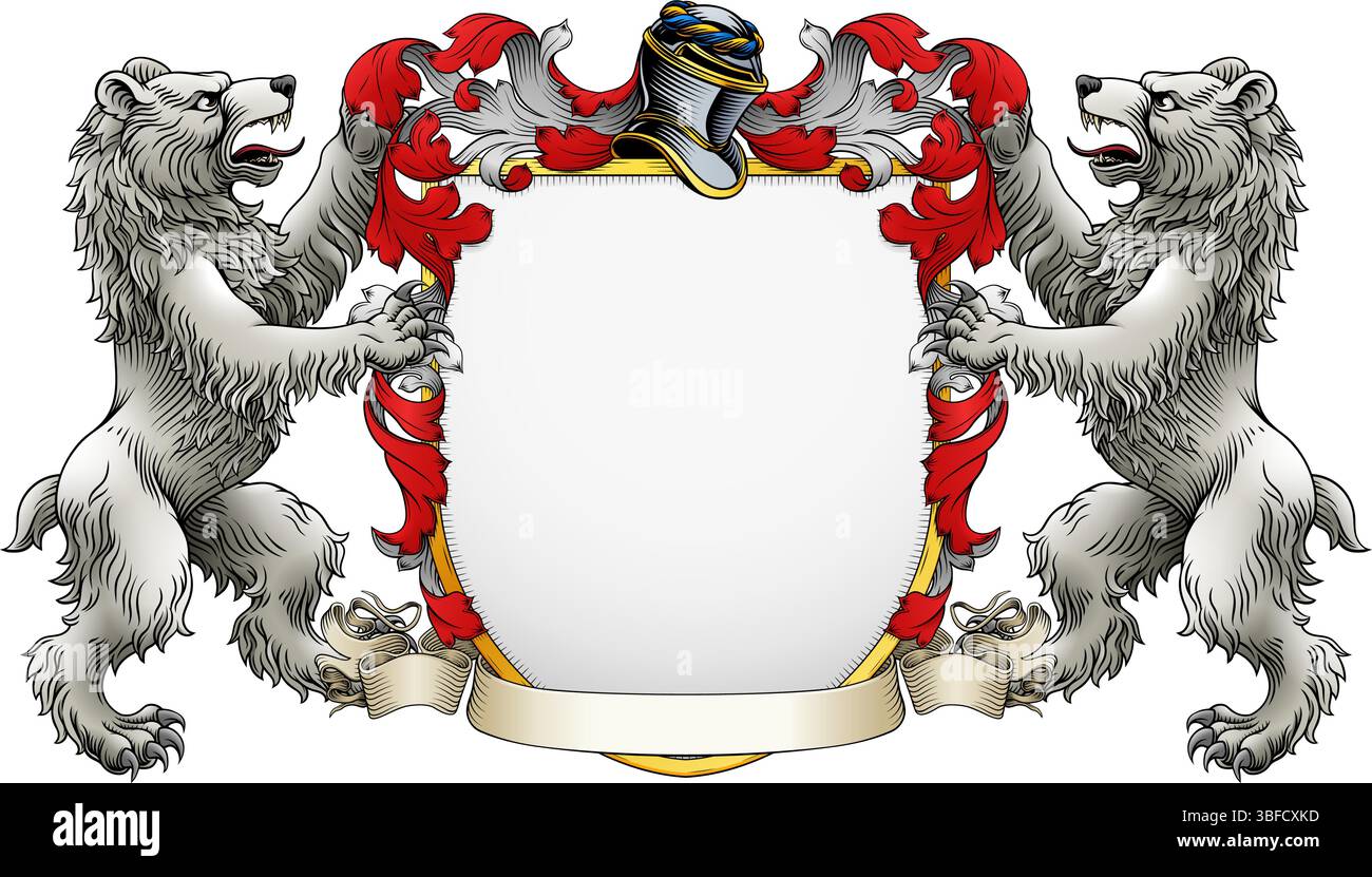 Polar Bear Coat of Arms Crest Heraldic Shield Stock Vector Image & Art ...