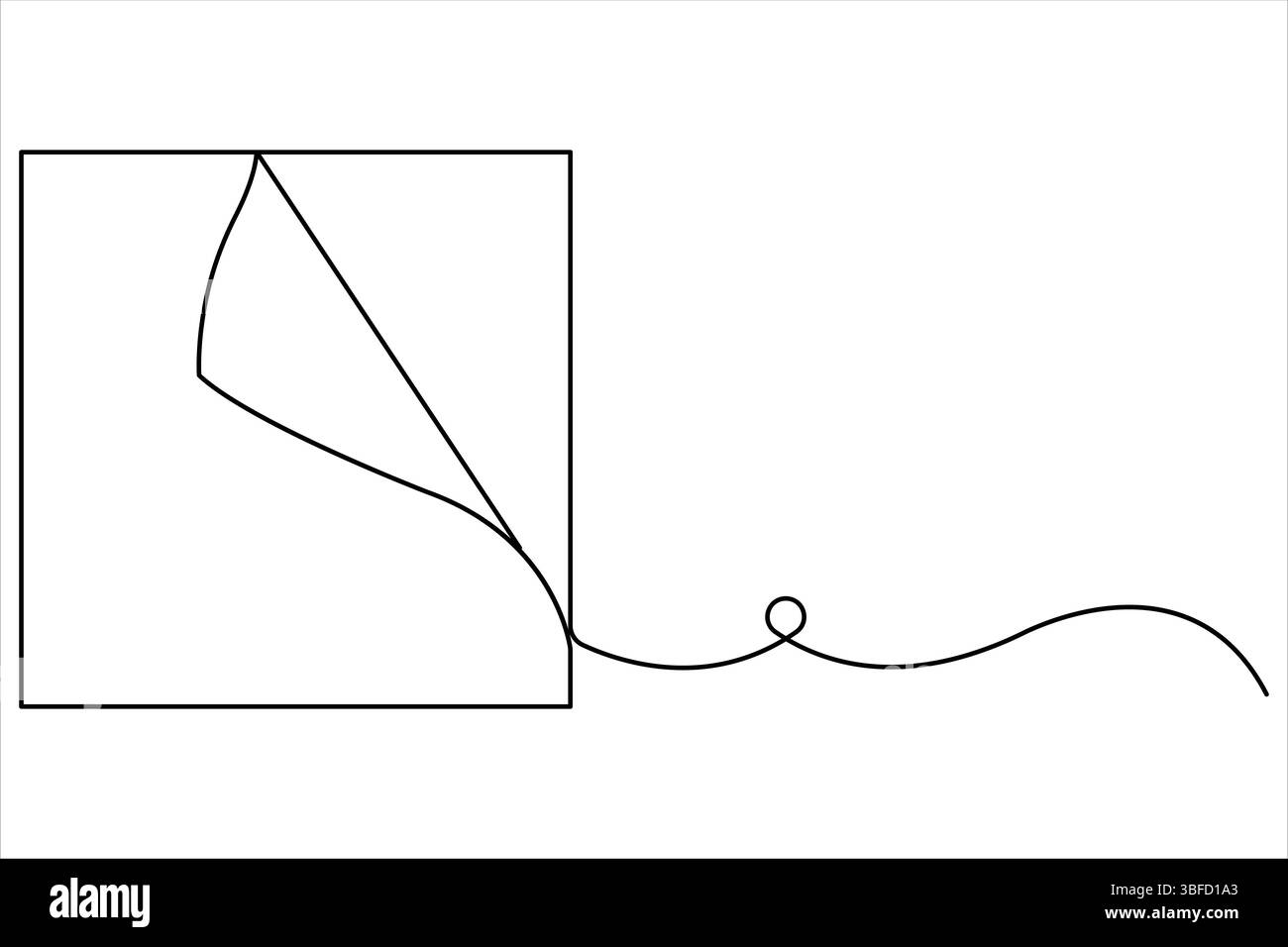 Continuous one line drawing of document with folded corner vector ...