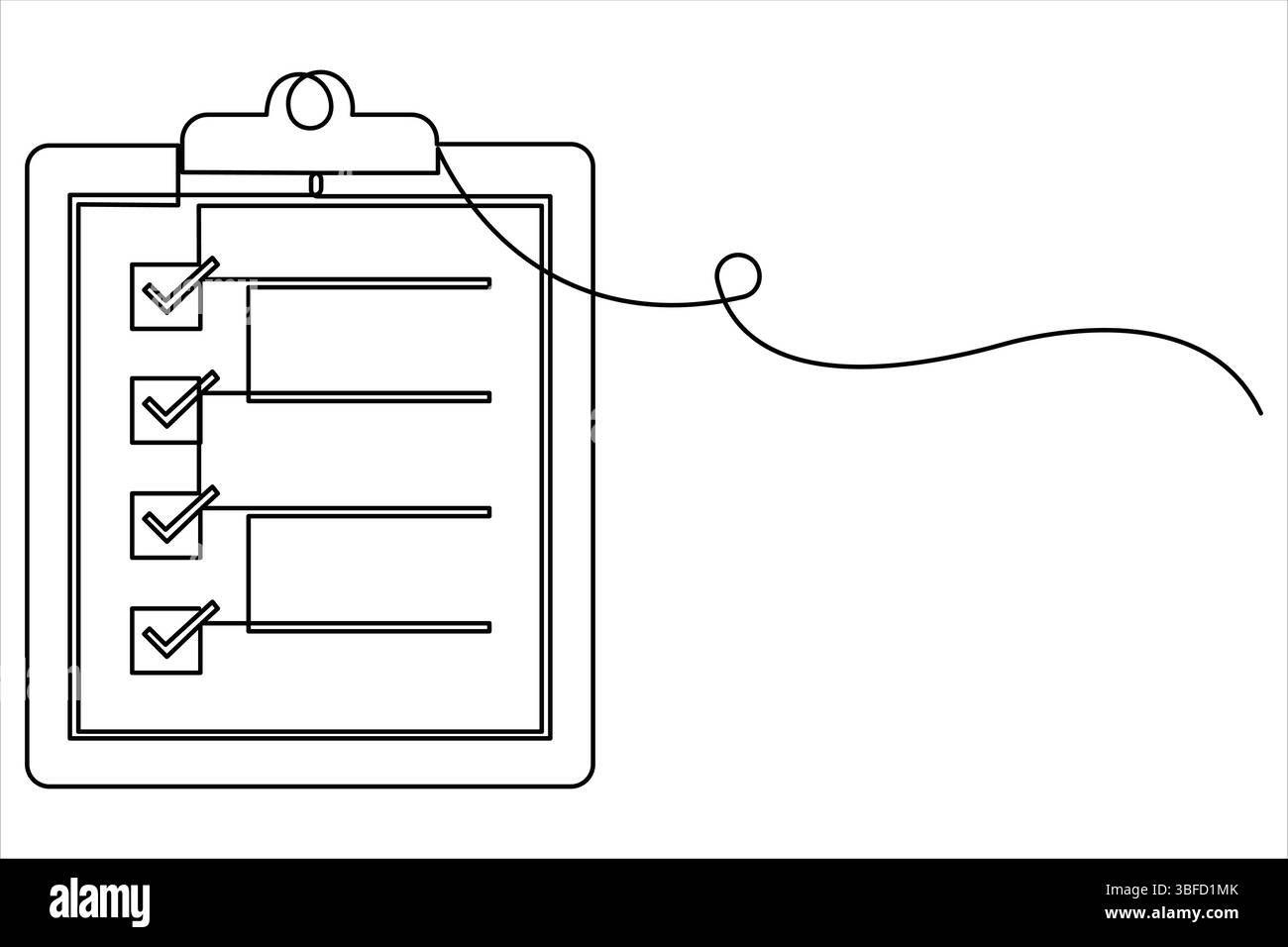 Continuous one line art drawing of clipboard with a checklist design ...