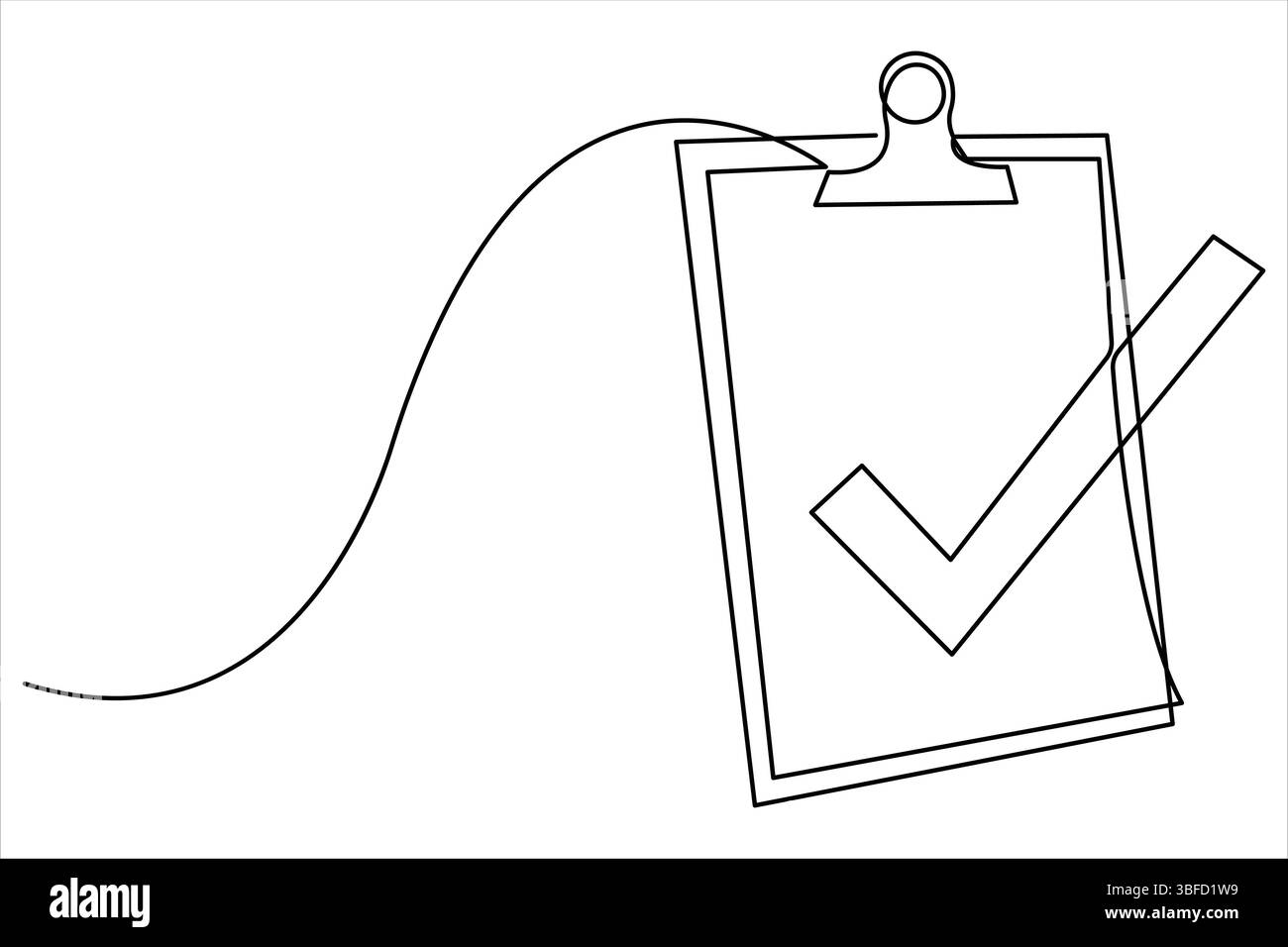 Continuous one line art drawing of clipboard with a checklist design ...