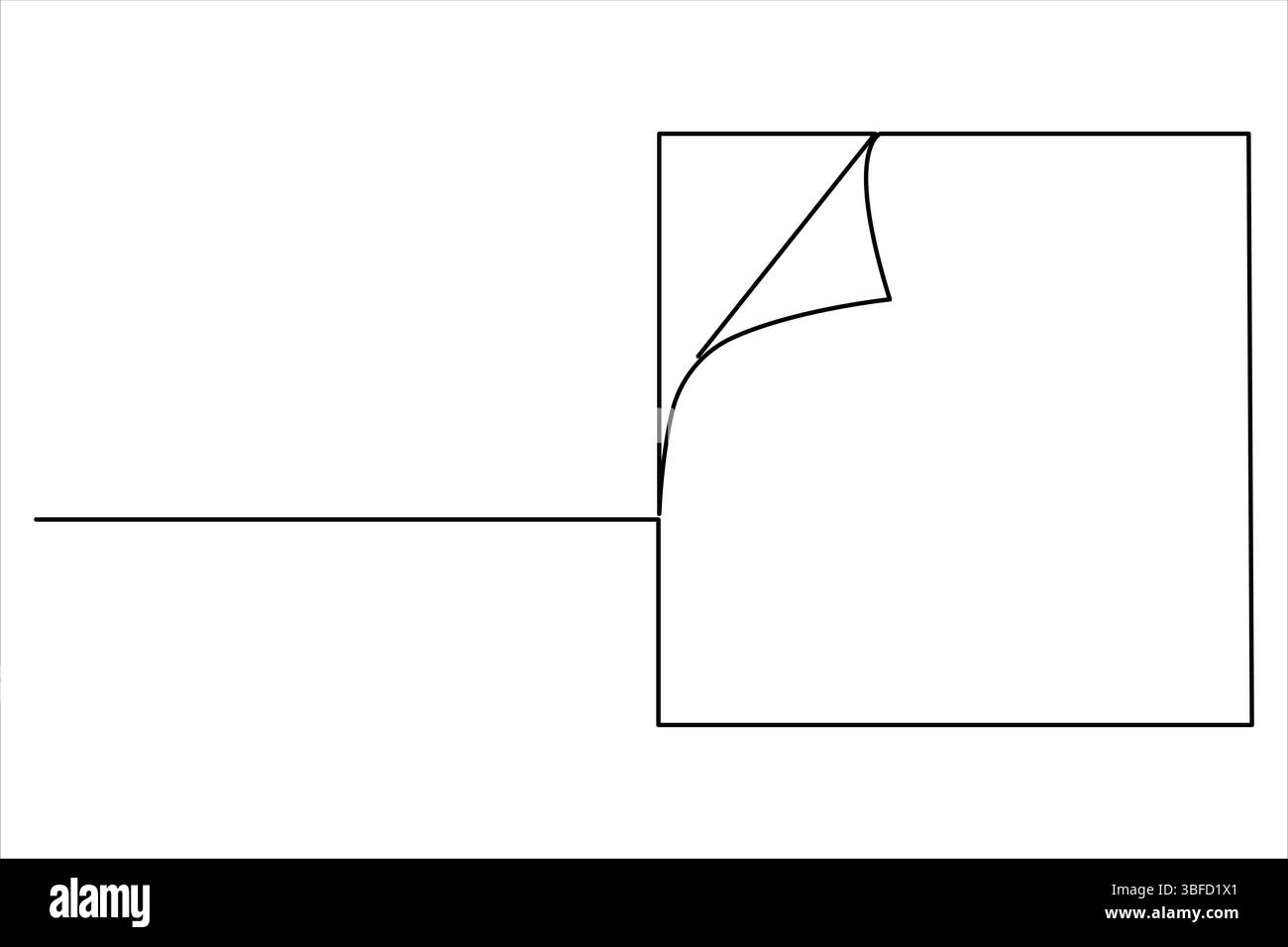 Continuous one line drawing of document with folded corner vector ...