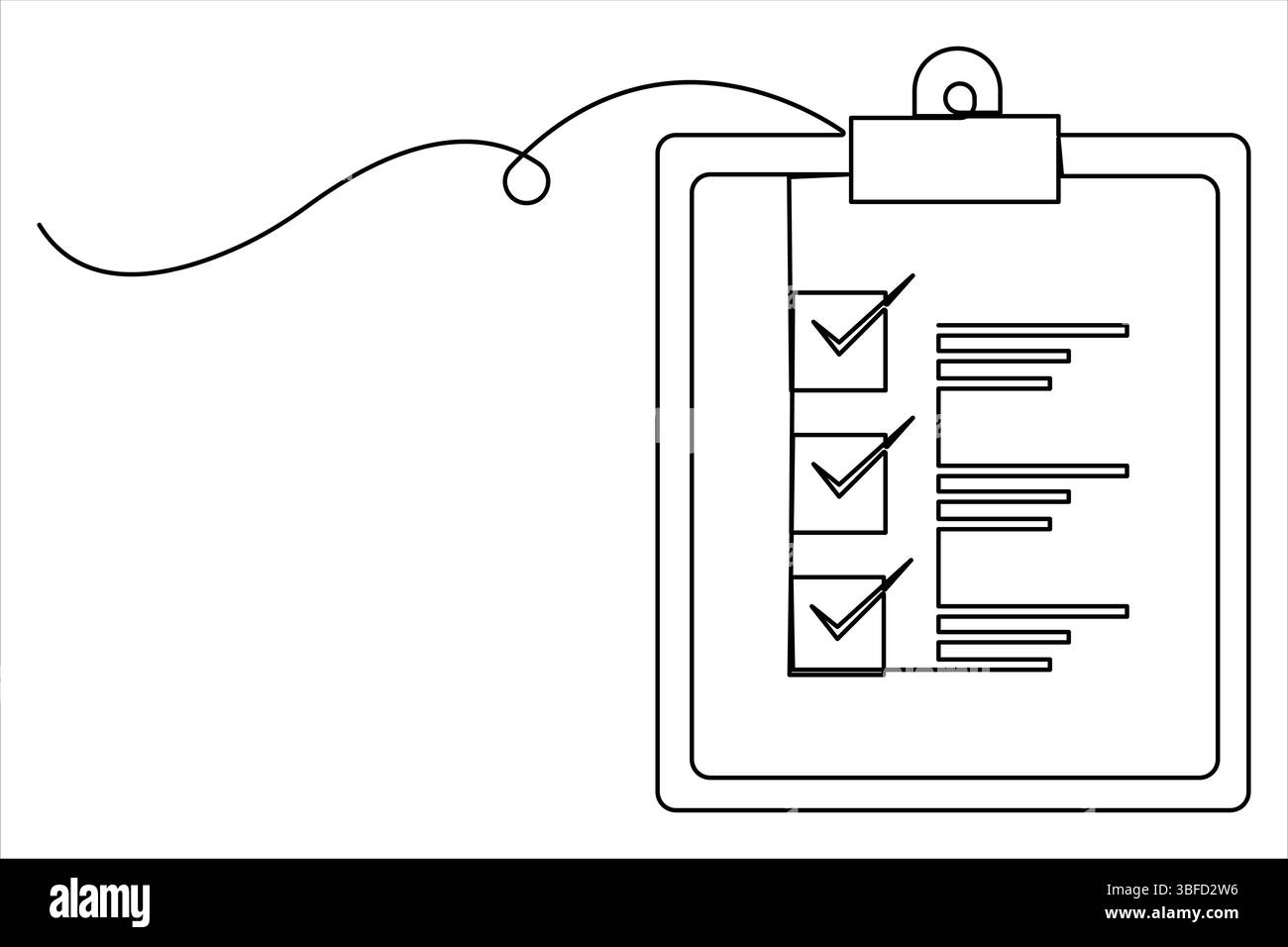 Continuous one line art drawing of clipboard with a checklist design ...