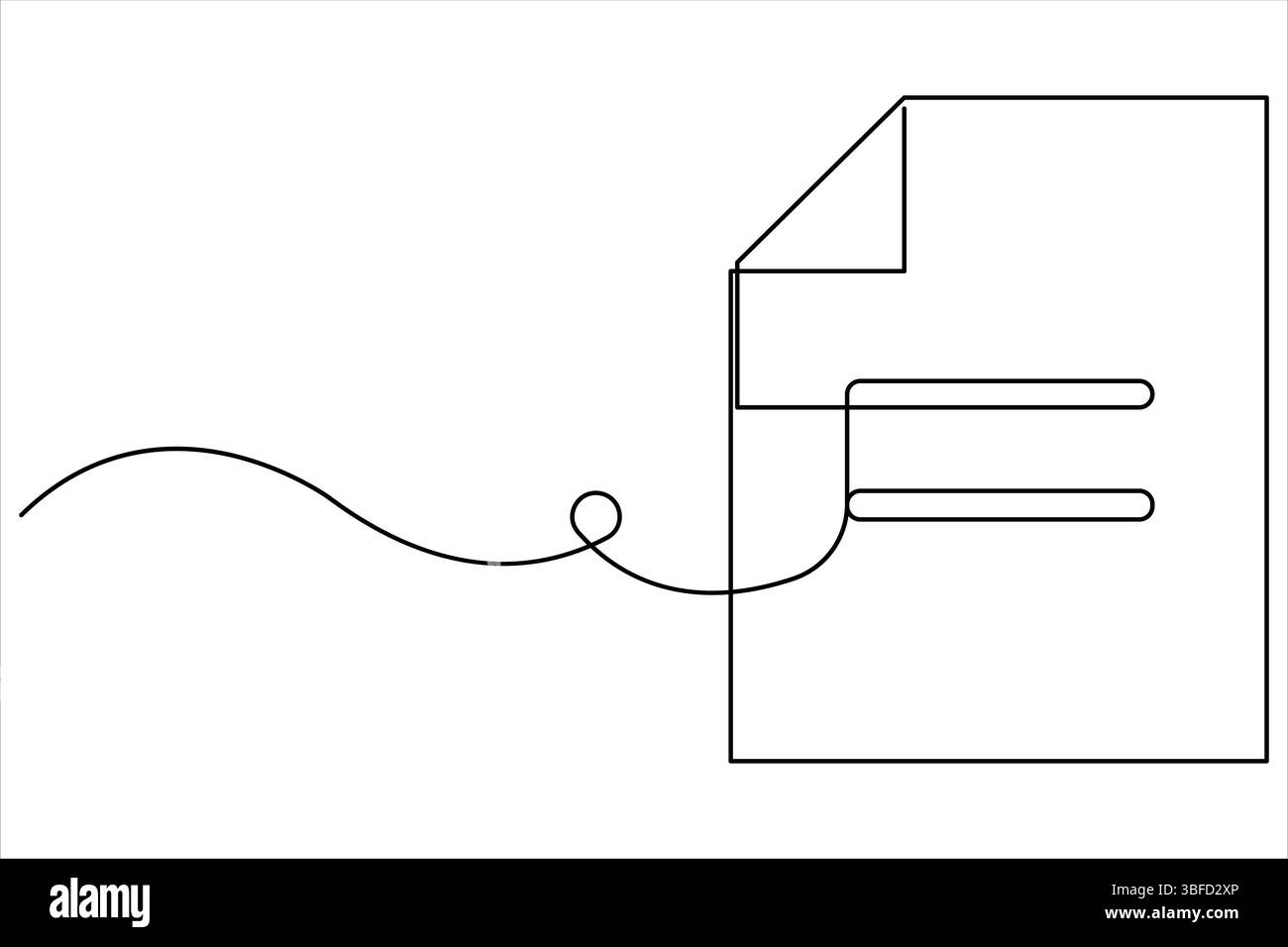 Continuous one line drawing of document with folded corner vector ...
