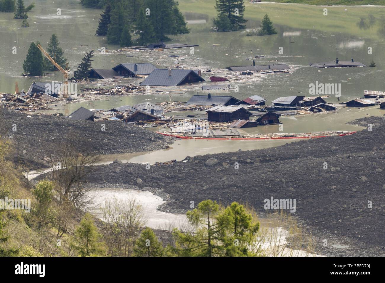 Check dams are seen on the waters of the Lonza river after the ...
