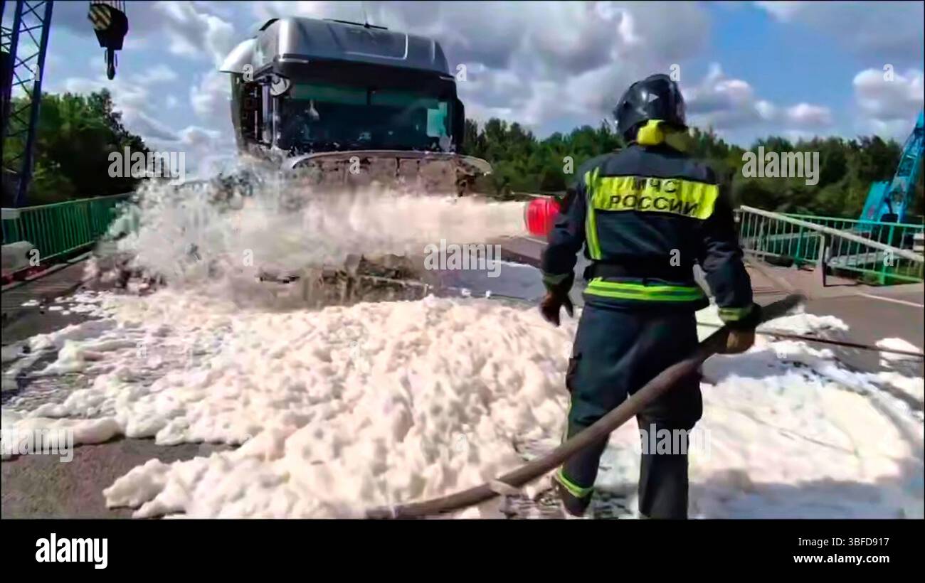 In this photo released by Russian Emergency Ministry Press Service ...