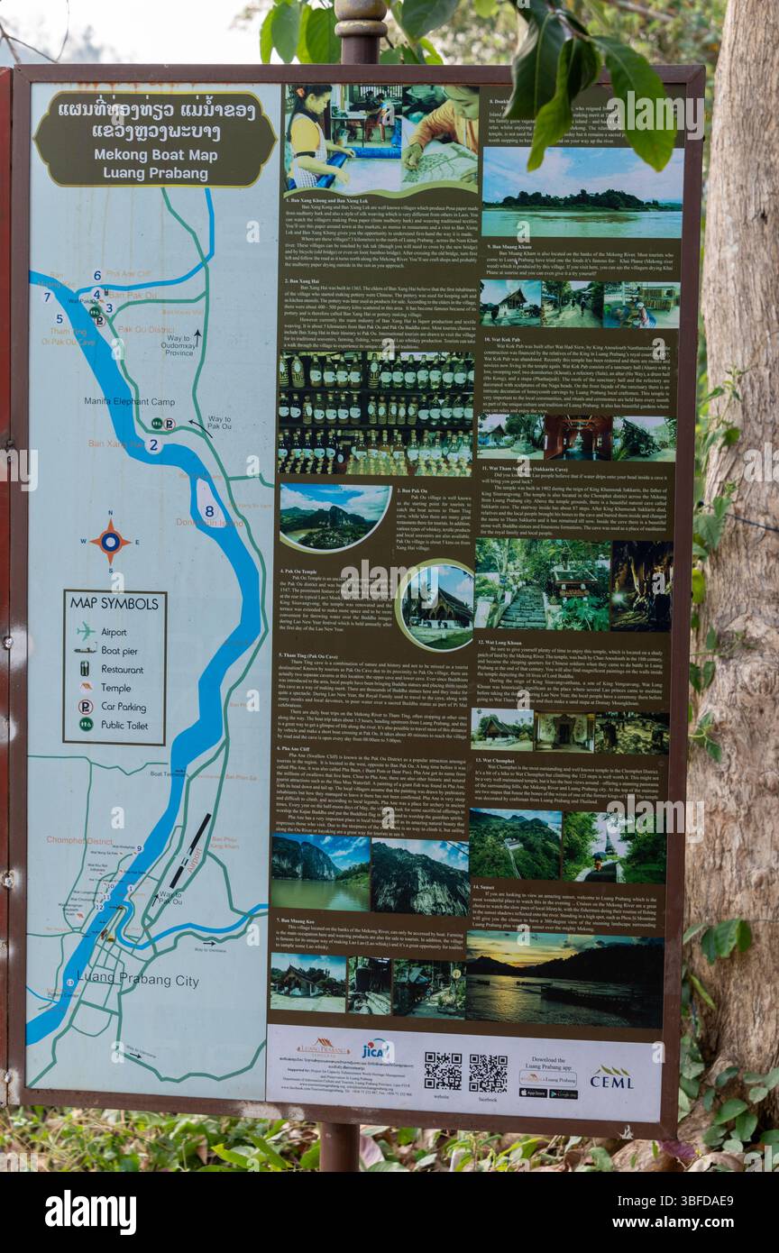A large tourist map of Ban XangWai, showing local tourist attractions ...