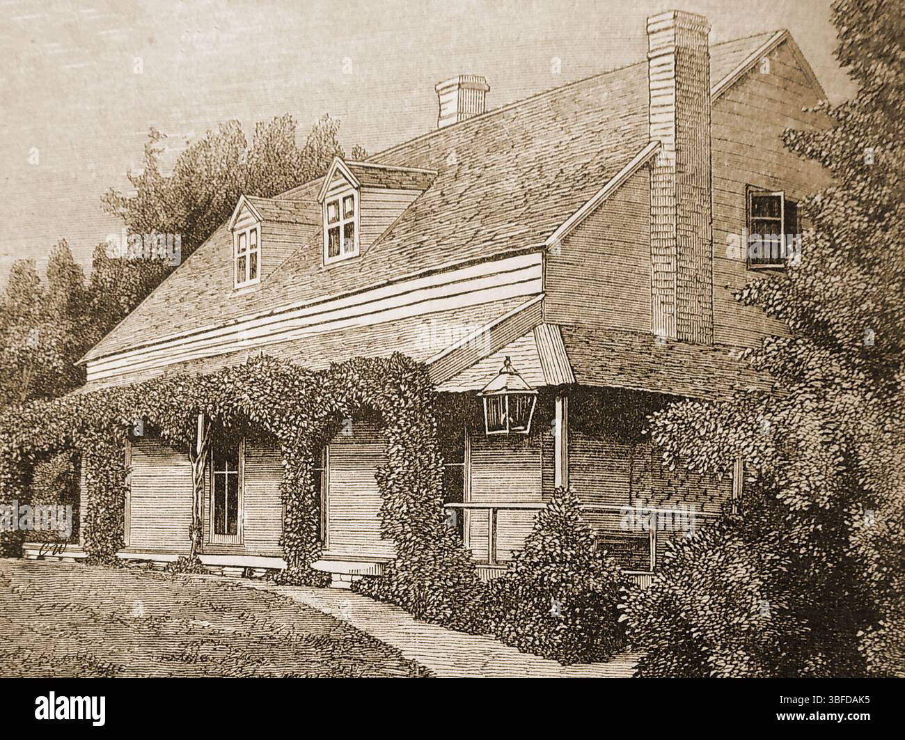 A New Zealand settlers station house in the 19th century. Known as a ...