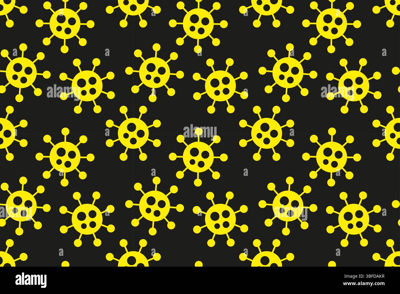 Cartoon seamless virus pattern. Pandemic black and yellow danger ...