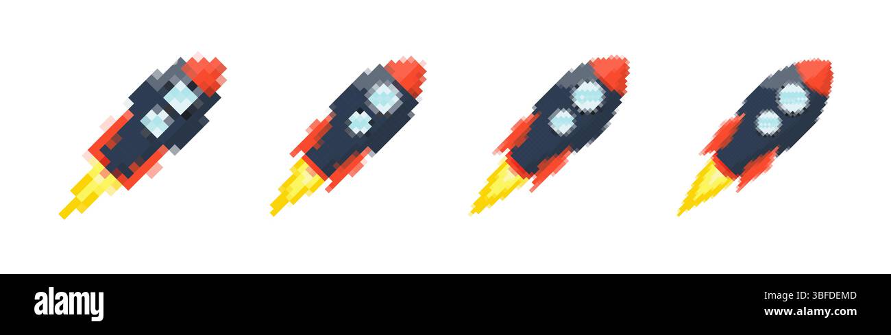 Pixel art rocket with fiery trails, retro games, space-themed designs ...