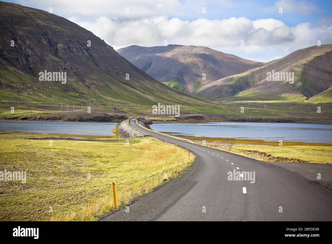 Endless Highway through Icelandic landscape. Seaside road Stock Photo ...